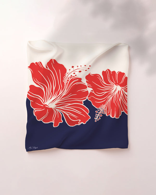 Semarak Satin Square - Biru Putih - Mira Filzah